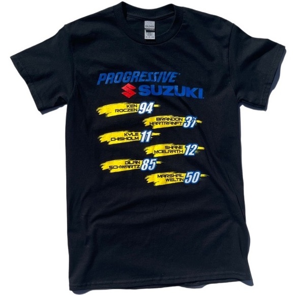 Gildan | Shirts | Gildan Suzuki Progressive Racing Team All Black T ...